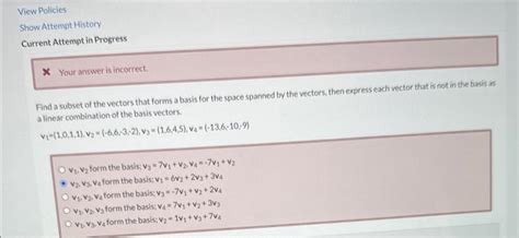 solved find a subset of the vectors that forms a basis for