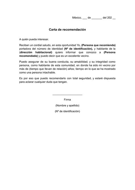 ᐅ Carta de recomendación personal de un vecino Ejemplos