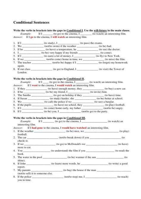 Conditionals 2 Exercises Conditional Sentence Learn English English