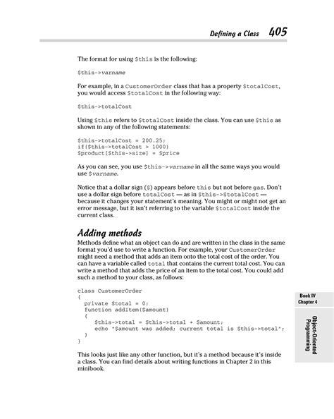 php mysql javascript html5 all in one for dummies 44 book iv chapter 4 object oriented
