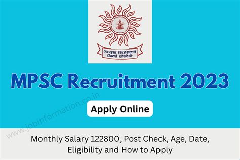 MPSC Recruitment 2023 Monthly Salary 122800 Post Check Age Date
