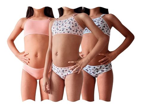 Kit 5 Conjuntos Lingerie Infantil Calcinha E Top Algodão OPTEMODAINTIMA