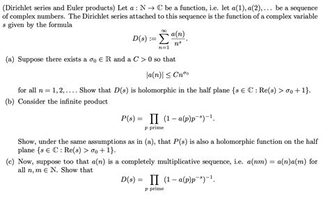 solved dirichlet series and euler products let a n→c be a