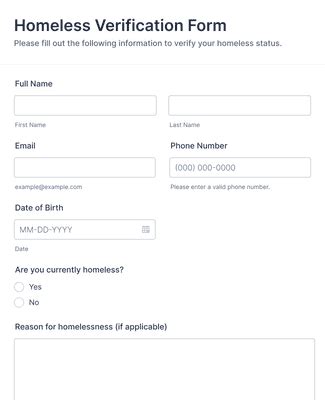 Homeless Verification Form Template Jotform