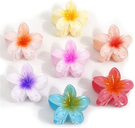 Amazon 7 Pcs Hawaiian Claw Clips For Thick Hair Flower Hair