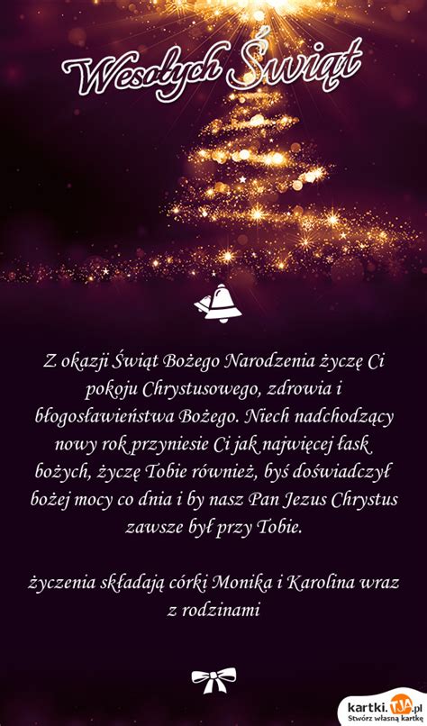 Z okazji Świąt Bożego Narodzenia życzę Ci pokoju Chrystusowego zdrowia