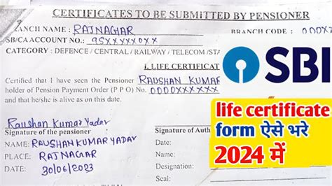 Sbi Life Certificate For Pensioners Form Kaise Bhare Life Certificate