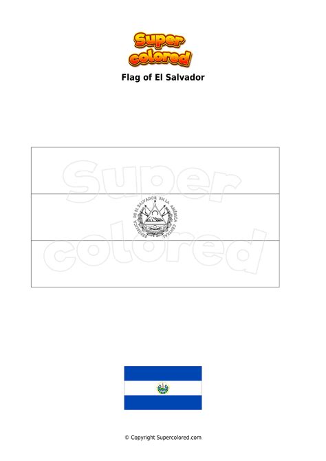 Coloring Page Flag Of El Salvador Supercolored
