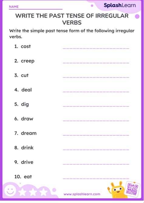 Write The Past Tense Of Irregular Verbs Worksheet