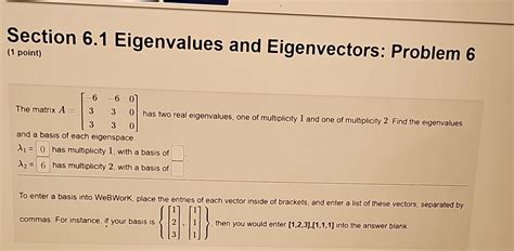 solved section 6 1 eigenvalues and eigenvectors problem 6 1