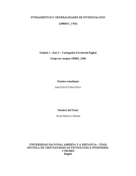 Trabajo Final Fundamento Y Generalidades De La Investigacion Tarea 2