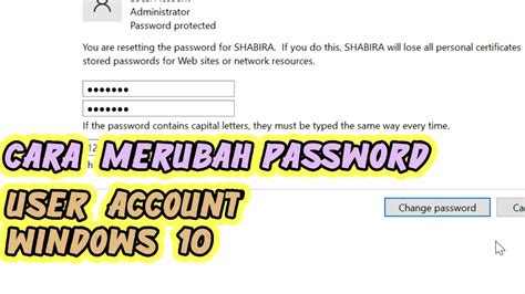 Cara Mengganti Password User Account Di Windows 10 YouTube