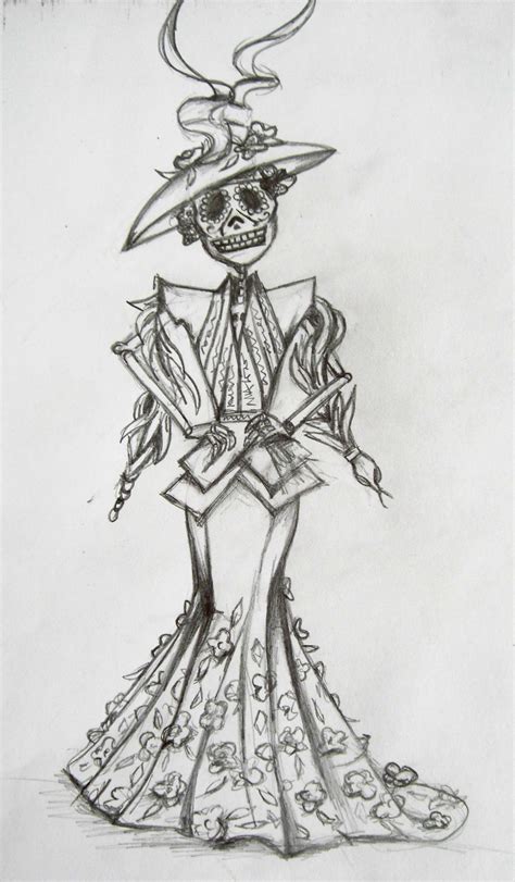Boceto Catrina En 2024 Catrinas Dibujo Dibujos De Calacas Cristo