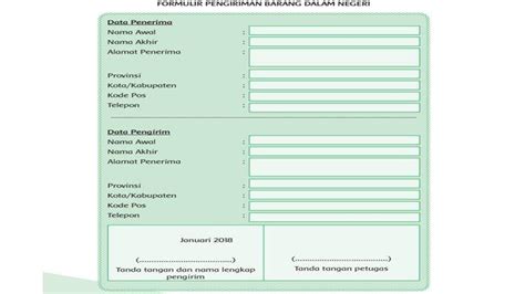 Formulir Pengiriman Barang Dalam Negeri Tema Kelas