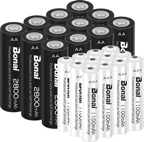 BONAI Batterie Ricaricabili AA AAA Combinate 24PCs 1 2V Ni MH Ad Alta