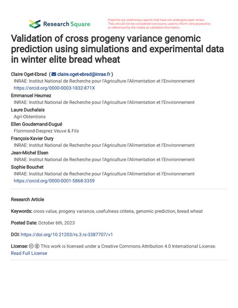 pdf validation of cross progeny variance genomic prediction using simulations and experimental