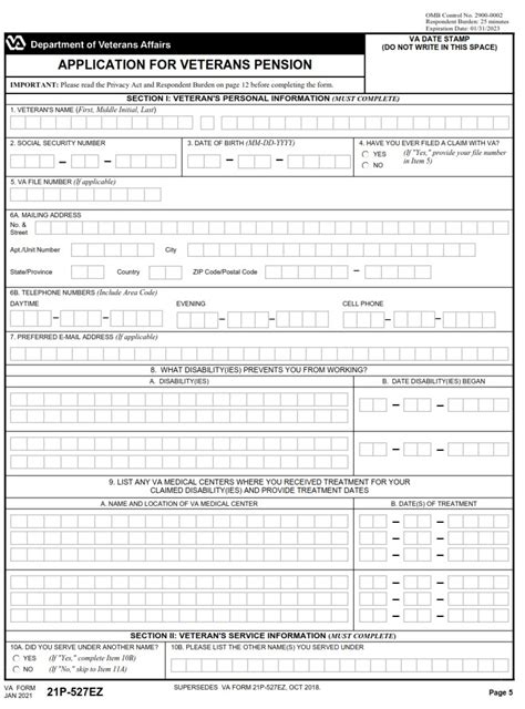 Va Form Ez Application For Veterans Pension Va Forms Hot Sex Picture