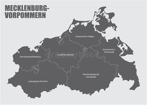 Mecklenburg Vorpommern Administrative Map Stock Vector Illustration