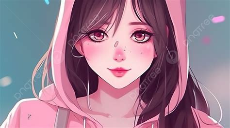귀걸이를 착용하는 귀여운 핑크 후드 소녀 Tik Tok의 귀여운 프로필 사진 배경 일러스트 및 사진 무료 다운로드 Pngtree