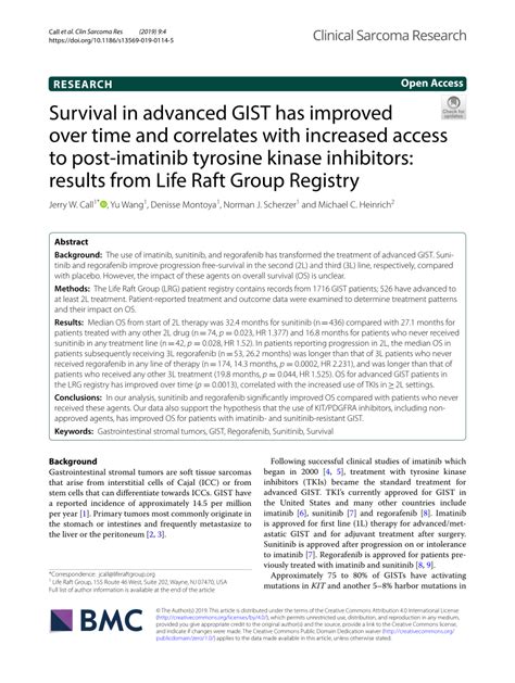 pdf survival in advanced gist has improved over time and correlates with increased access to