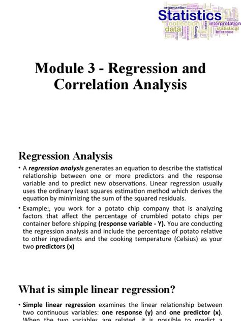 module 3 regression and correlation analysis pdf regression analysis dependent and