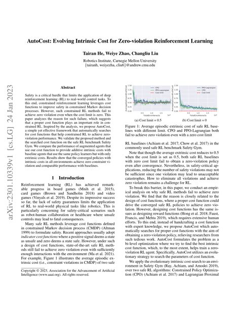 pdf autocost evolving intrinsic cost for zero violation reinforcement learning