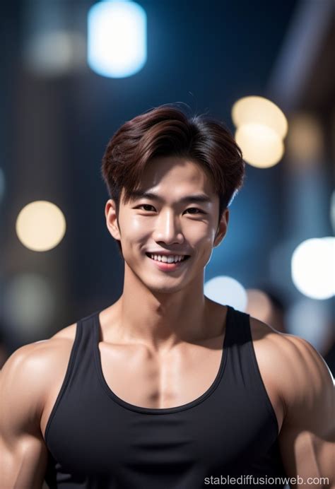 Muscular Korean Male Idols Smiling Stable Diffusion Online