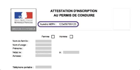 NEPH inscription au permis de conduire Merci Léon
