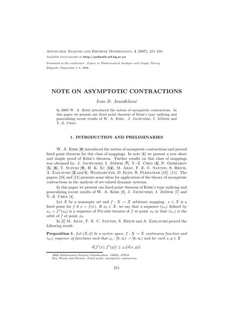 pdf note on asymptotic contractions