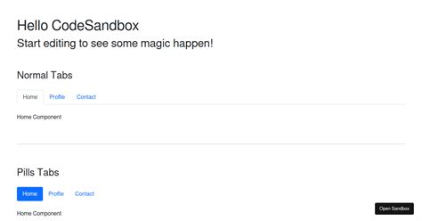 React Bootstrap Tabs Ts Codesandbox