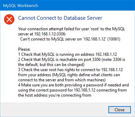 Solución al error 10061 al conectar a un servidor MySQL MariaDB