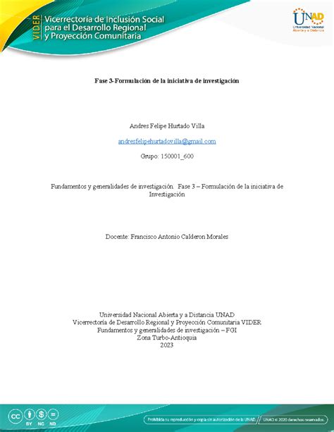 Fase 3 Formulación de la iniciativa de investigación Fase 3