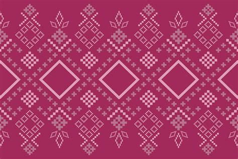 Pink Cross Stitch Colorful Geometric Traditional Ethnic Pattern Ikat