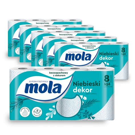 Papier toaletowy Mola Blue Dekor 8 rolek x 6 opakowań 800814 Cena