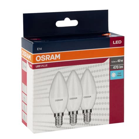 3 X Osram LED Leuchtmittel Kerzen 5 5W 40W E14 Matt 470lm 840 Neutr