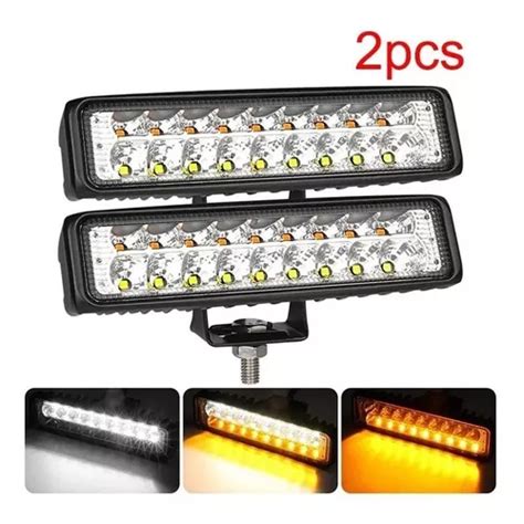 Par Barras Faro Led Lupa Blanco Ambar Luz Fija O Estrobo