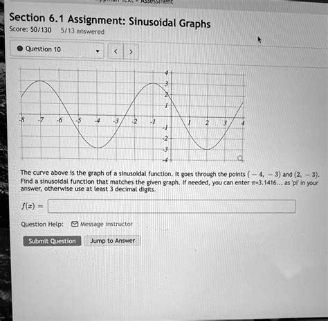 solved ment section 6 1 assignment sinusoidal graphs score 50 130 5 13 answered question 10