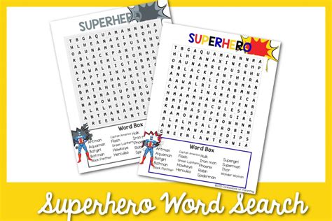 Free Superhero Word Search Printable