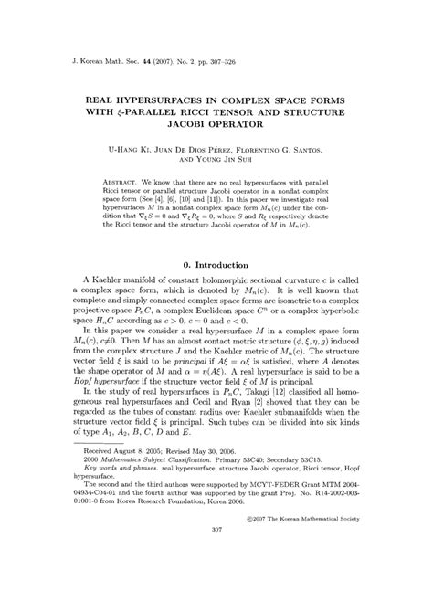 pdf real hypersurfaces in complex space forms with xi parallel ricci tensor and structure
