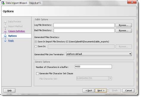 using oracle sql developer to setup sql loader runs