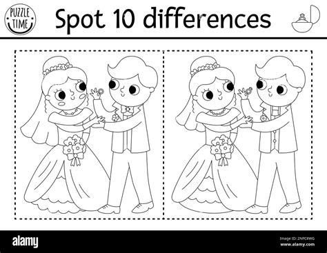 Encontrar diferencias juego para los niños Boda en blanco y negro