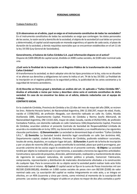 Tp Persona Juridica Trabajo Pr Ctico Aprobado Con