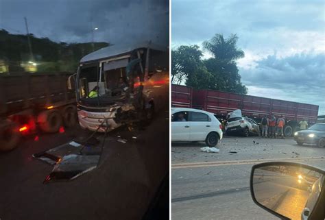 Acidente entre carro ônibus e carreta deixa vítima fatal na BR 040 em