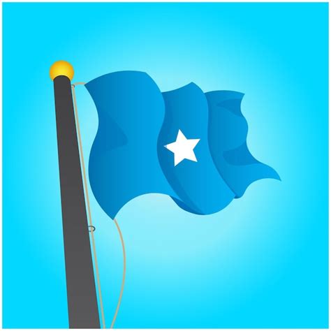 Dibujo Vectorial De Una Bandera De Somalia Ondeando En El Cielo