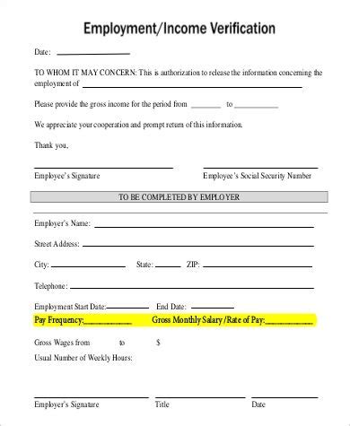 Free 9 Sample Income Verification Forms In Ms Word Pdf Artofit