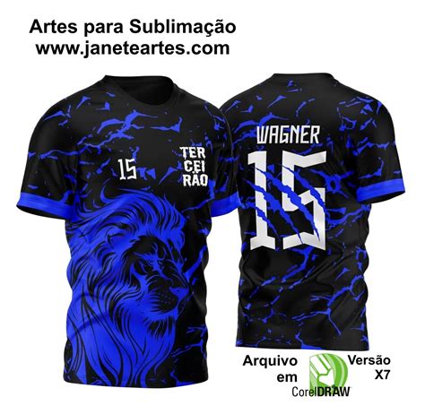 InterClasse Arte Vetor Camisa 2023 Leão Fundo Azul Janete Artes