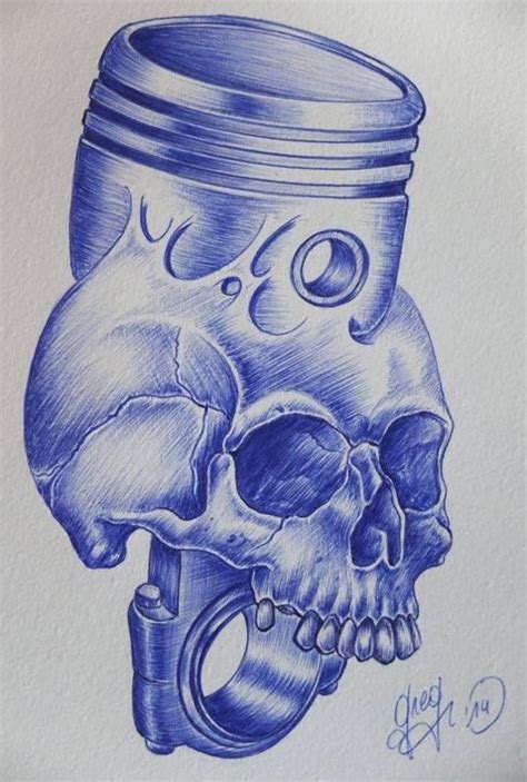 Skull And Piston Drawings
