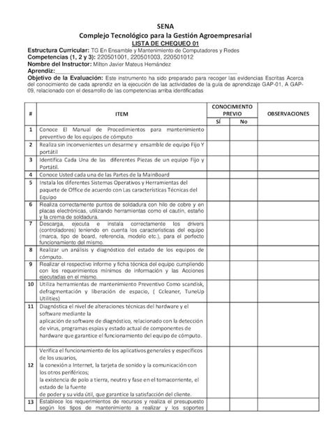 PDF Lista De Chequeo 01 DOKUMEN TIPS