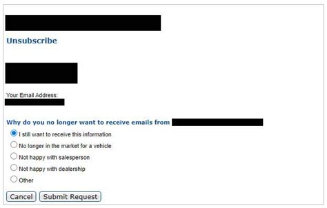 Default Selection On Unsubscribe Form Is I Still Want To Receive This