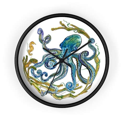 Octopus Wall Clock Etsy